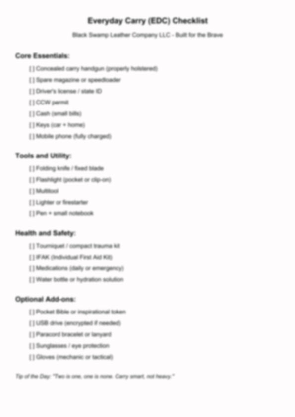 Everyday Carry (EDC) Checklist – Black Swamp Leather Company LLC
